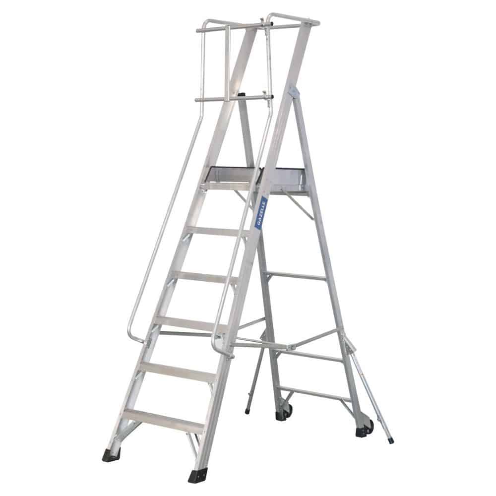 Gazelle 6 ft Aluminium Platform Ladder (1.7m), 9 ft Working Height ...